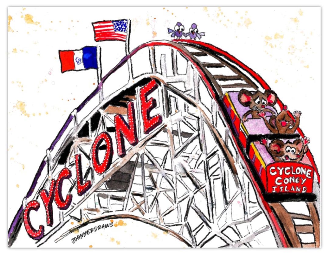 Coney Island Cyclone Magnet: Hand Illustrated NYC Art - Etsy