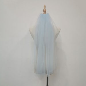 Blue Tulle Wedding Veil, Minimalist Solid Color Veil, 121 Colors Bridal ...