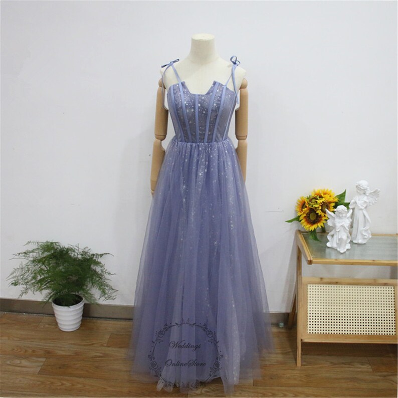 Blue Purple Corset Prom Dress Star Moon Evening Dress - Etsy