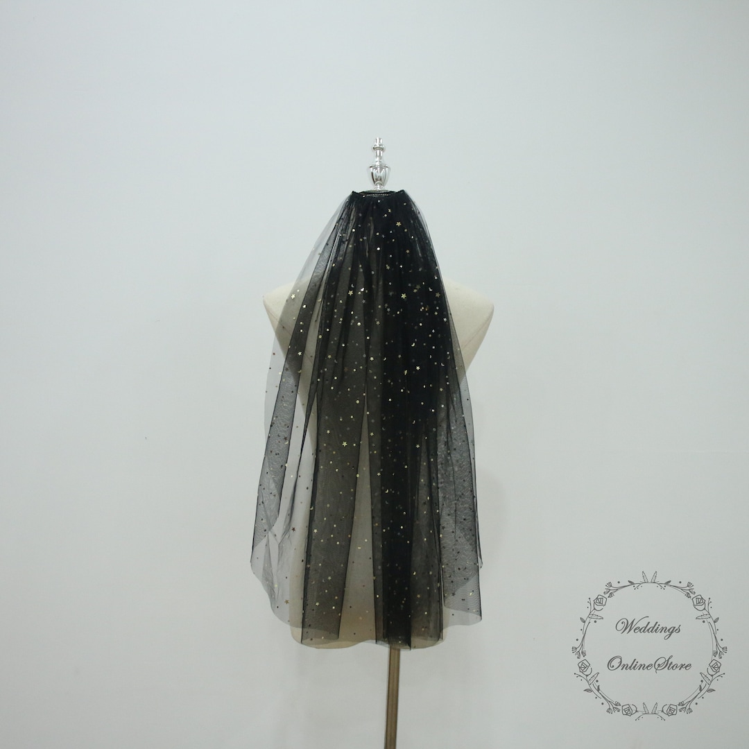Sparkly Veil, Gold Star Moon Bridal Veil, Celestial Wedding Veil ...