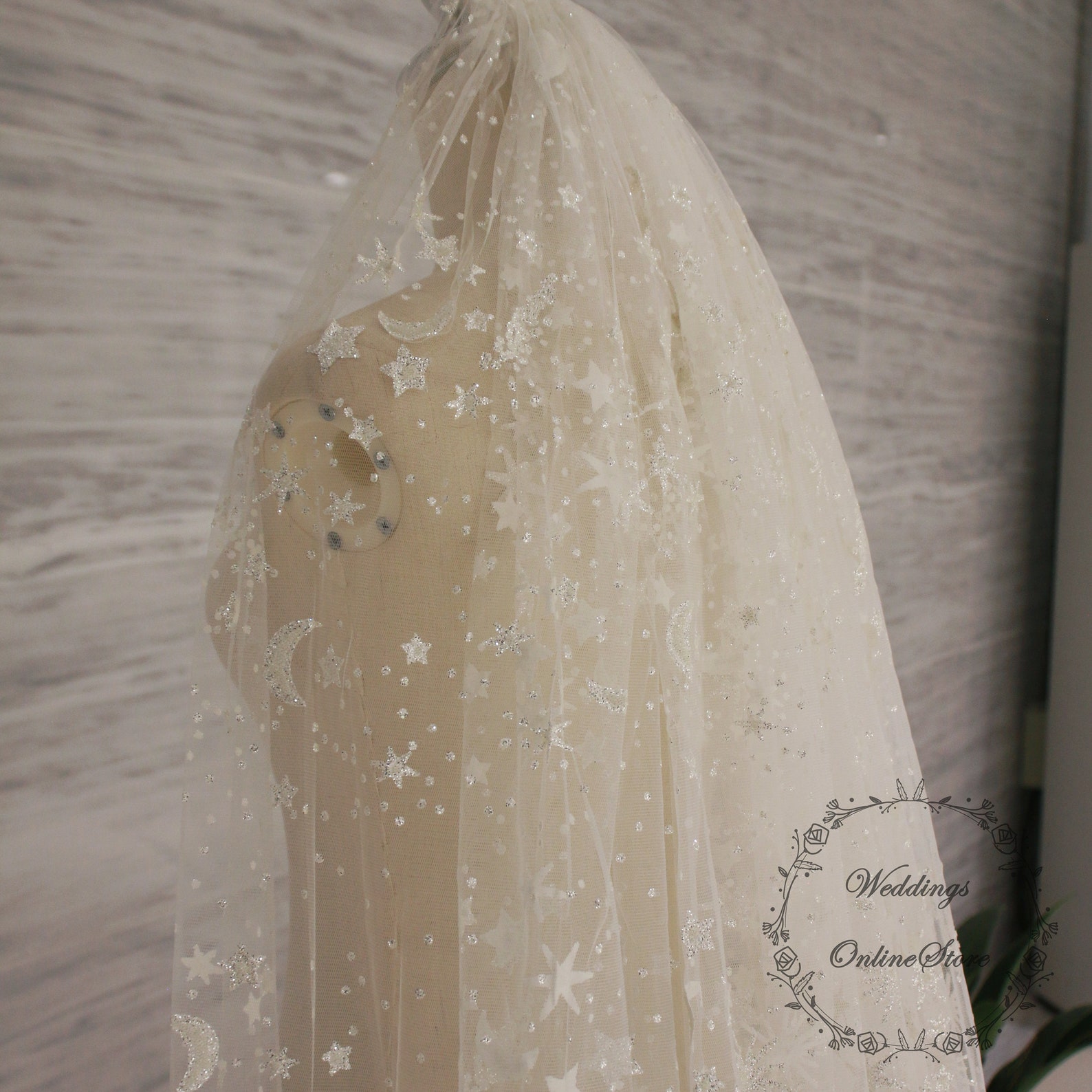 Sparkly Veil Star Moon Sequin Bridal Veil Regal Veil - Etsy