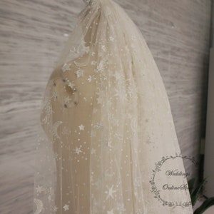 Sparkly Veil, Star Moon Sequin Bridal Veil, Regal Veil, Cathedral ...