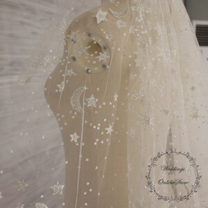 Sparkly Veil, Star Moon Sequin Bridal Veil, Regal Veil, Cathedral ...