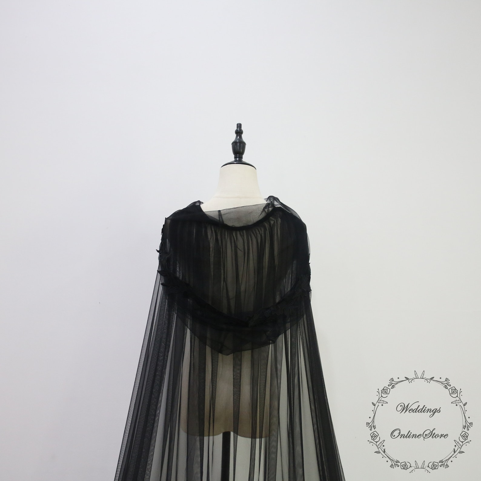 Black Lace Hooded Bridal Veil Gothic Wedding Veil Floral - Etsy