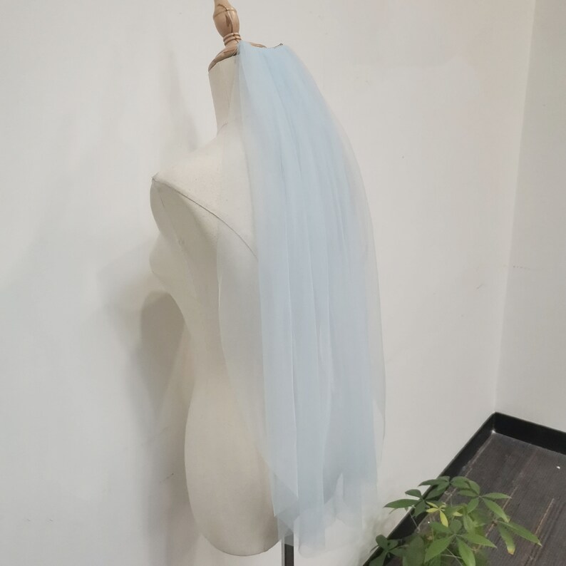Blue Tulle Wedding Veil, Minimalist Solid Color Veil, 121 Colors Bridal ...