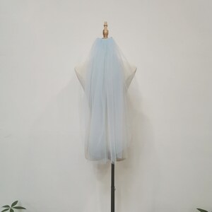 Blue Tulle Wedding Veil, Minimalist Solid Color Veil, 121 Colors Bridal ...