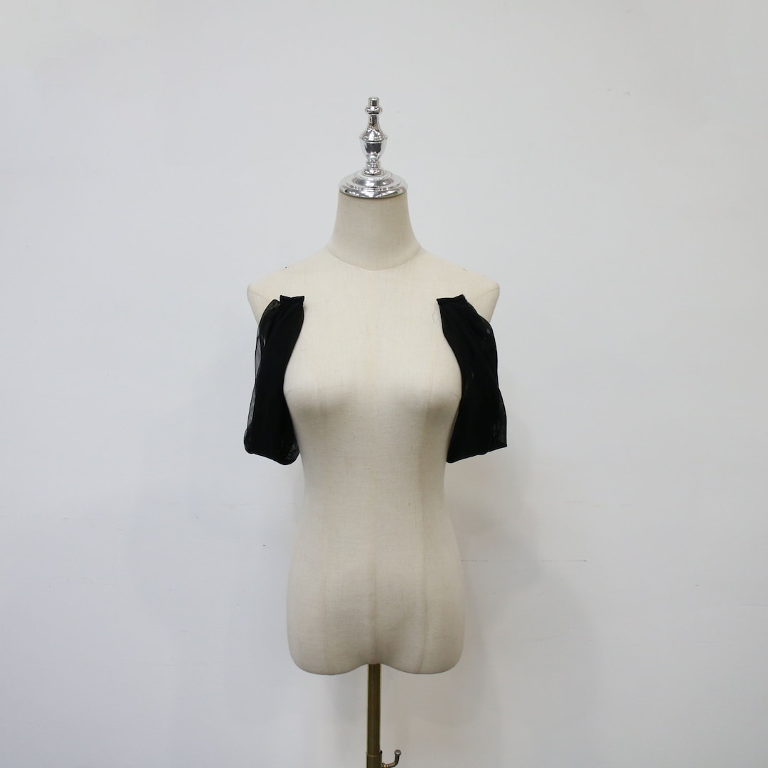 Black off the Shoulder Sleeve Straps, Gothic Wedding Sleeves, Short ...