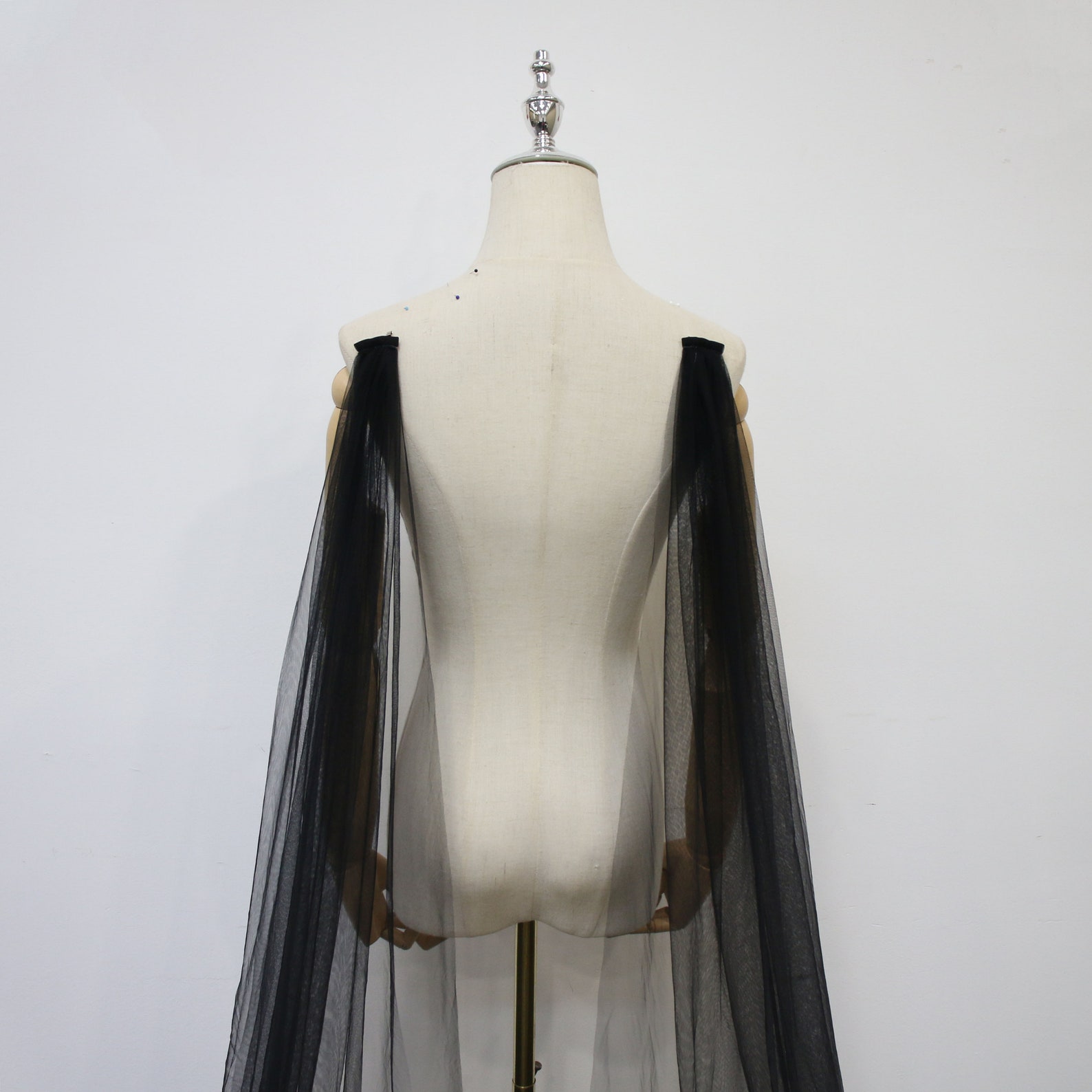 Detachable Black Tulle Bridal Wings, Gothic Wedding Shoulder Wing ...