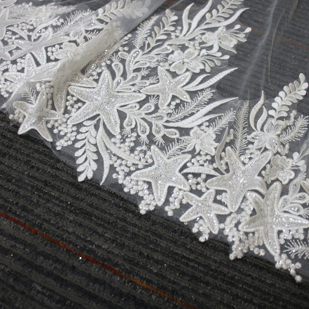 Bridal Beach Wedding Veil, Starfish Veil, Ivory Fingertip Veil, Boho ...