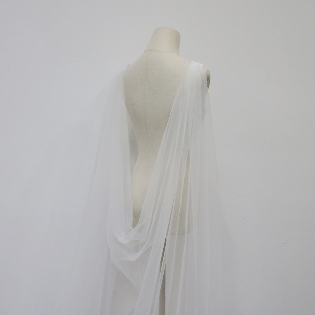 Minimalist Cape Veil, V Back Bridal Cape, Ivory Tulle Shoulder Cape ...