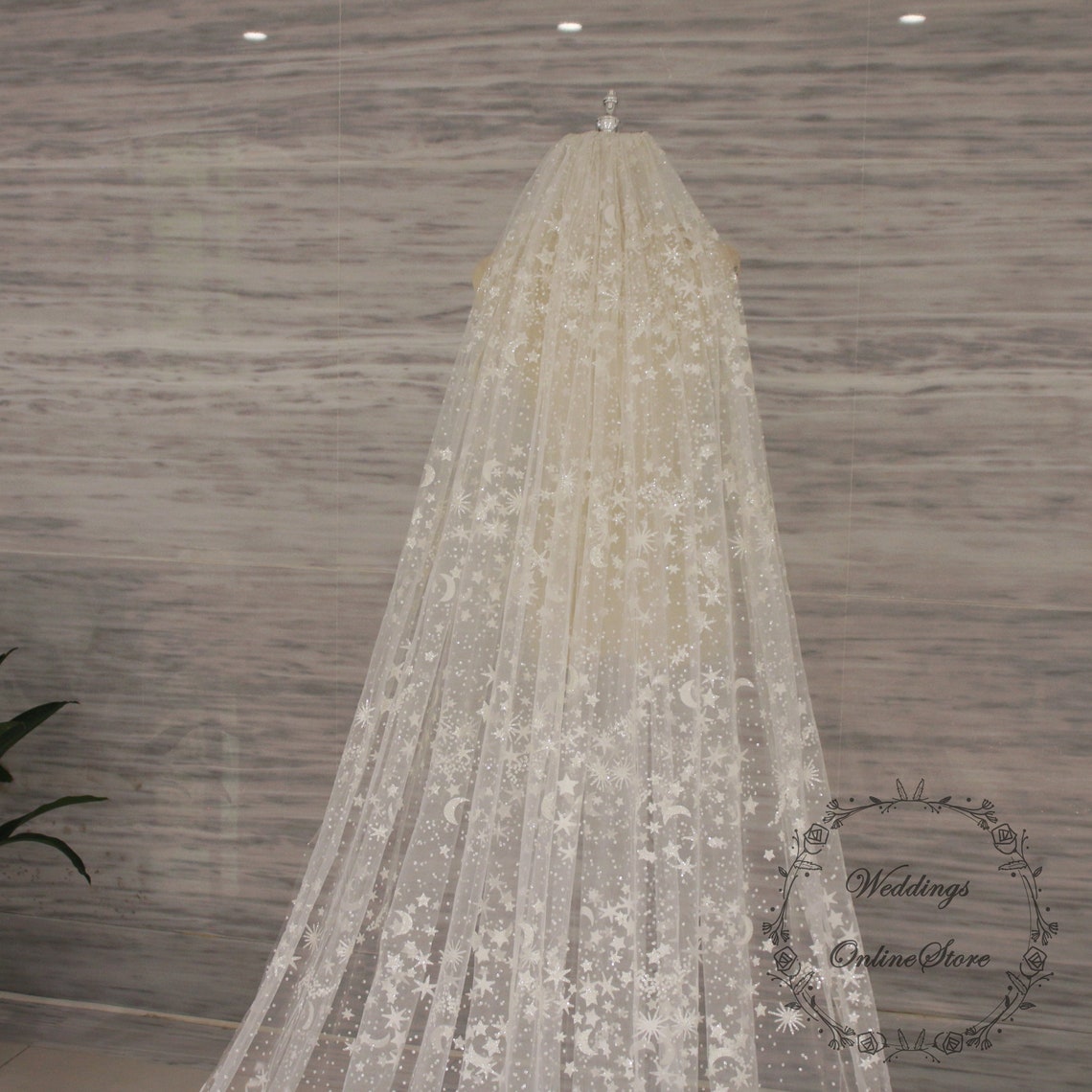 Sparkly Veil Star Moon Sequin Bridal Veil Regal Veil - Etsy