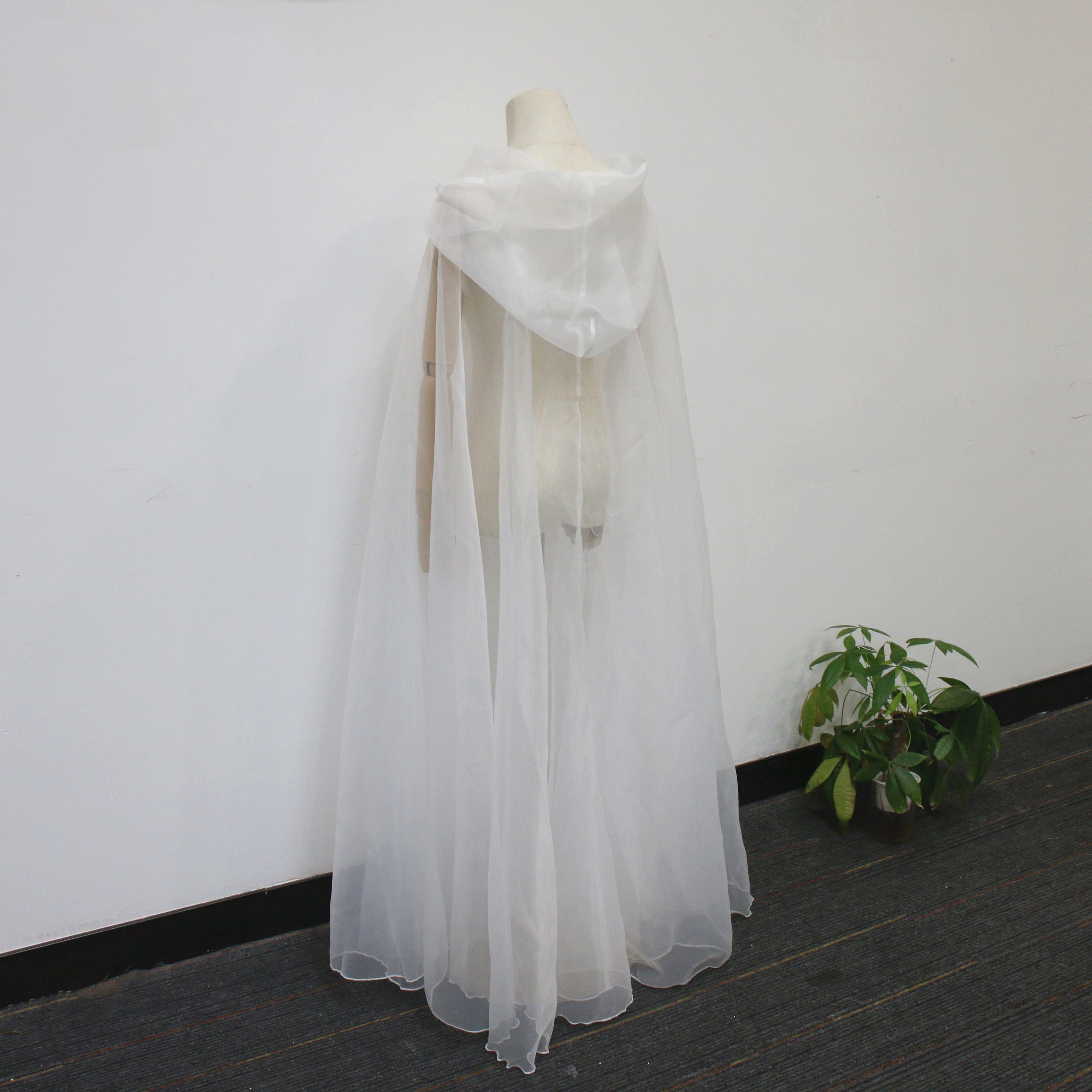 White Organza Hooded Cape, Fairy Bridal Cloak, Forest Wedding Cloak ...