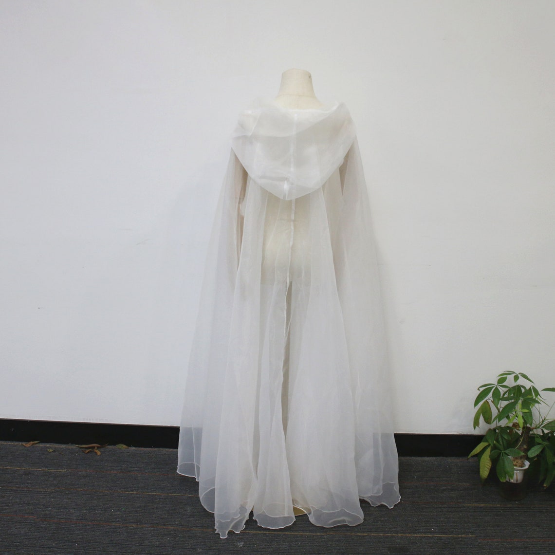 White Organza Hooded Cape, Fairy Bridal Cloak, Forest Wedding Cloak ...