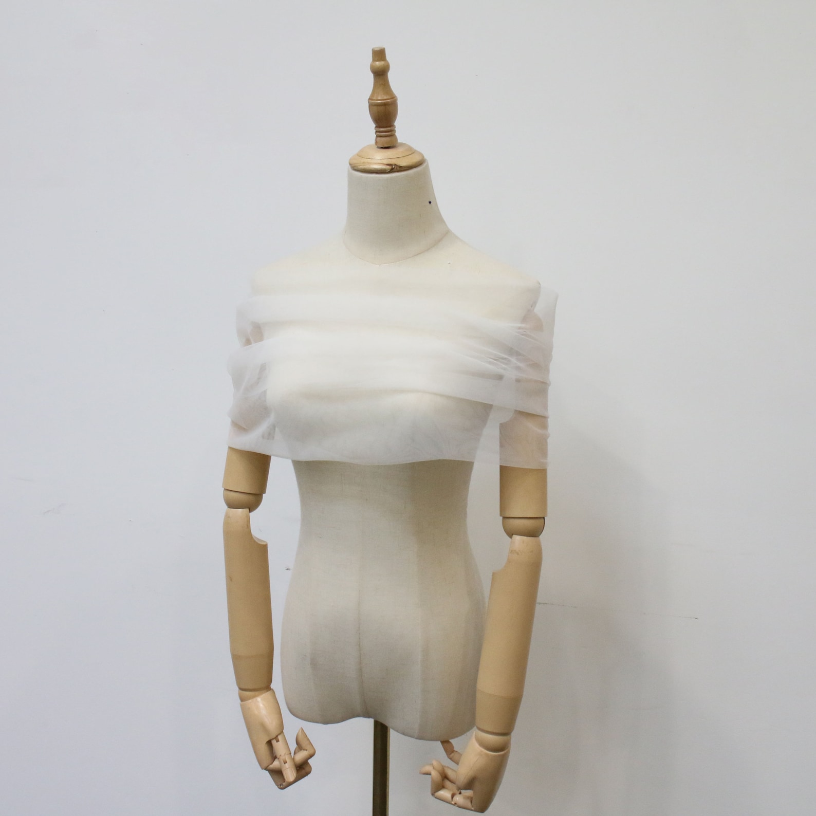 Bride's Strapless Wedding Dress Wrap, Ivory Tulle off Shoulder Bridal ...
