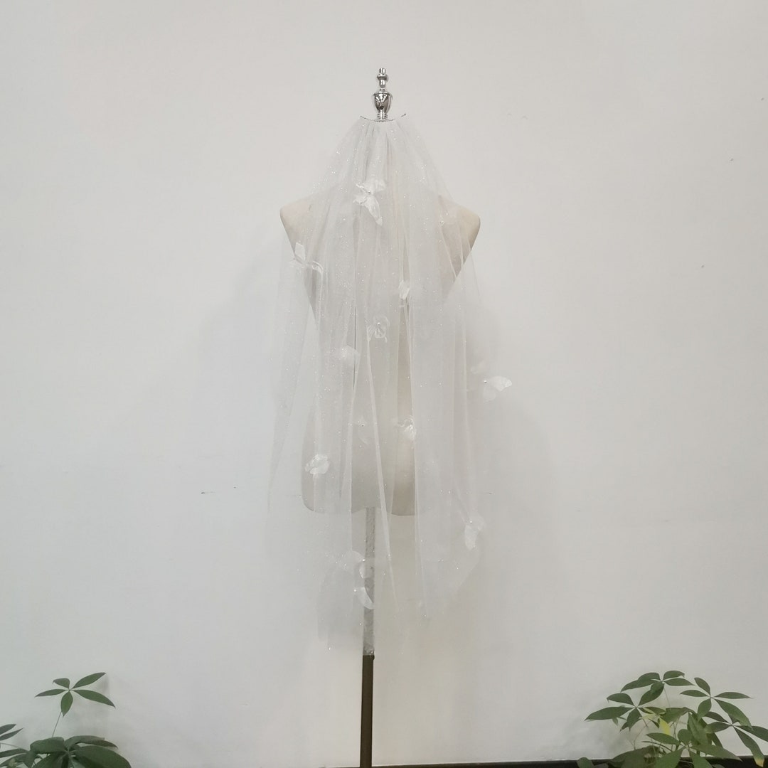 Vintage Butterfly Wedding Veil Sparkly White Bridal Veil - Etsy