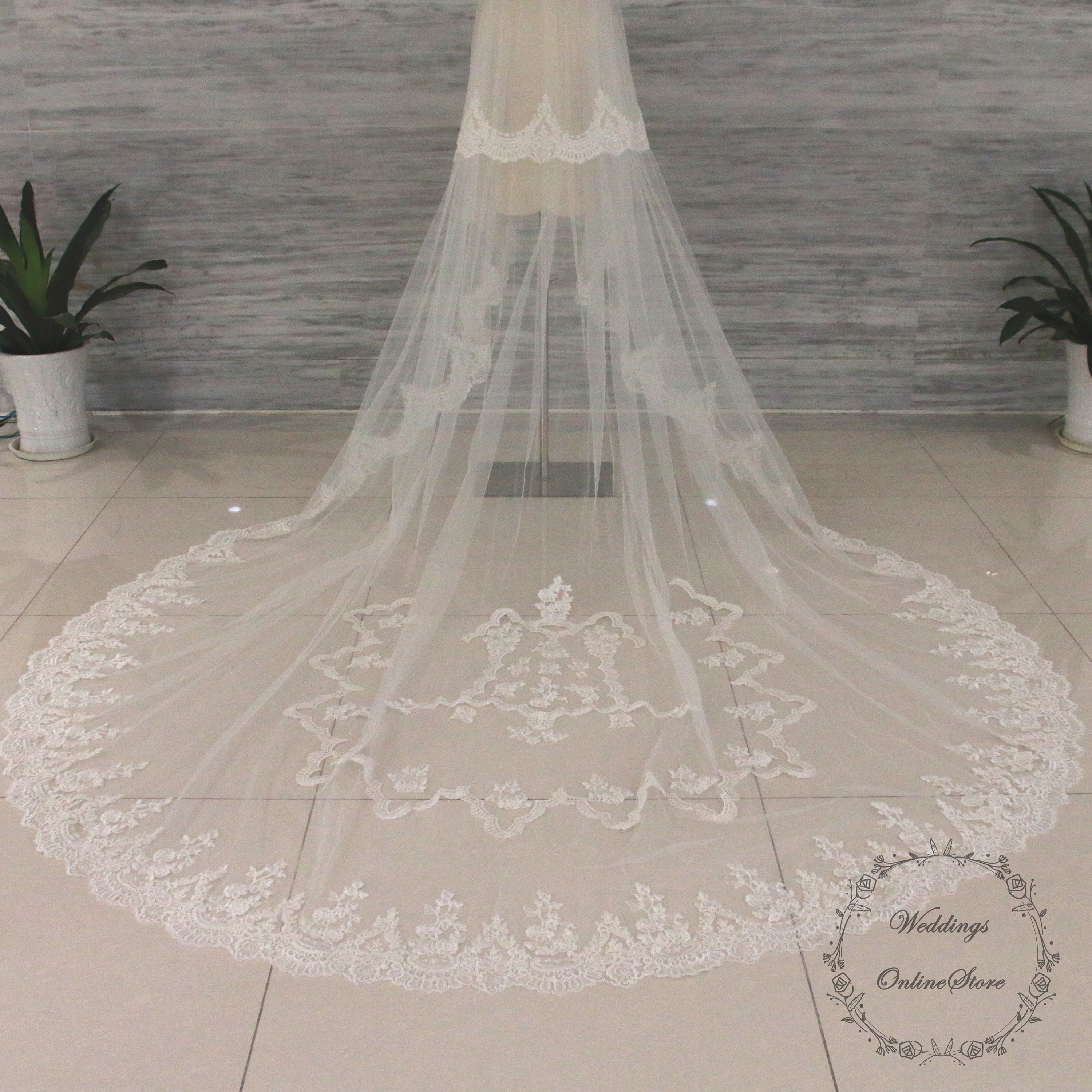 Luxury Baroque Veil, Eyelash Lace Veil, Two Tiers Veil With Comb, Ivory ...