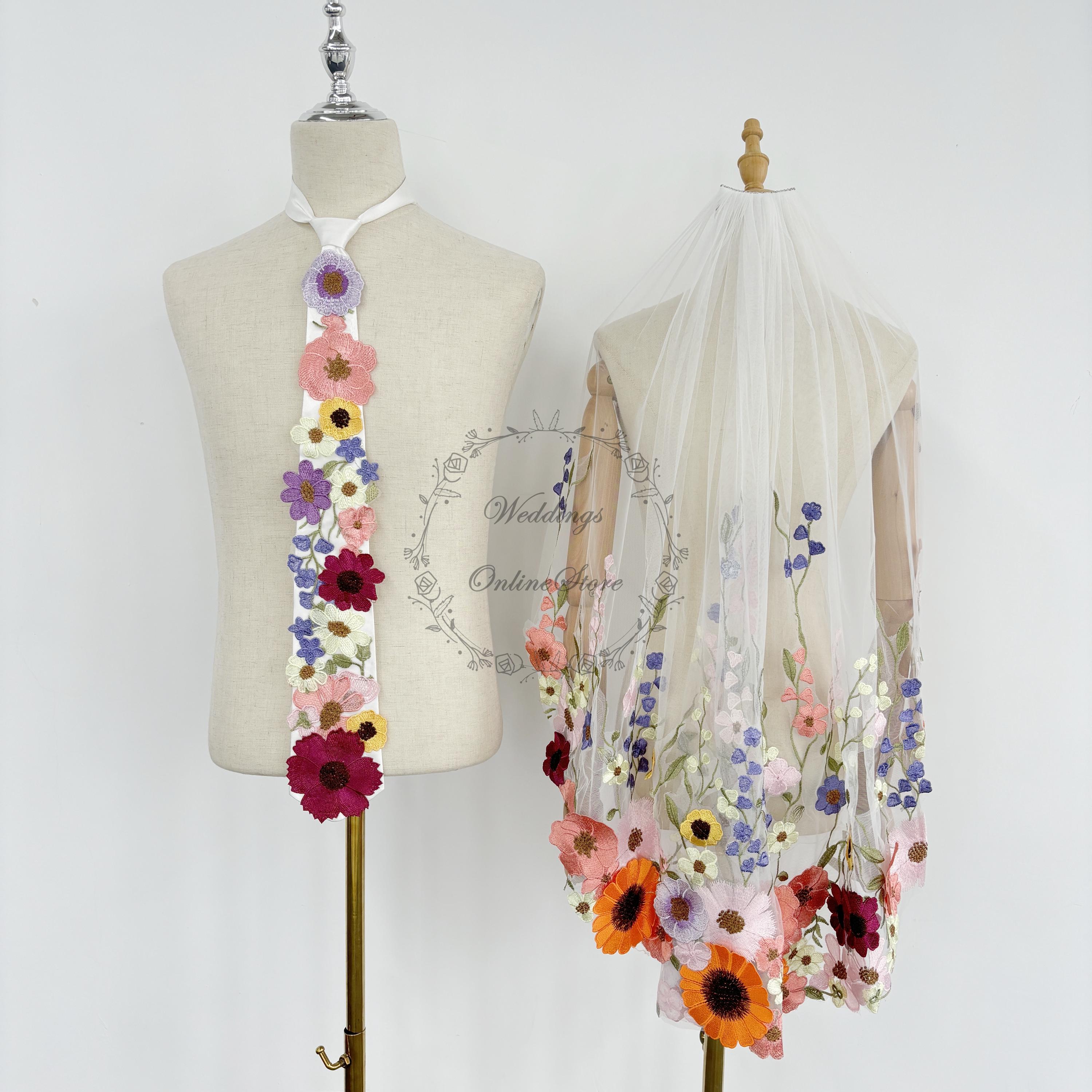 Vintage Colorful Flower Necktie, Floral Lace Groom Tie, Groom Wedding ...