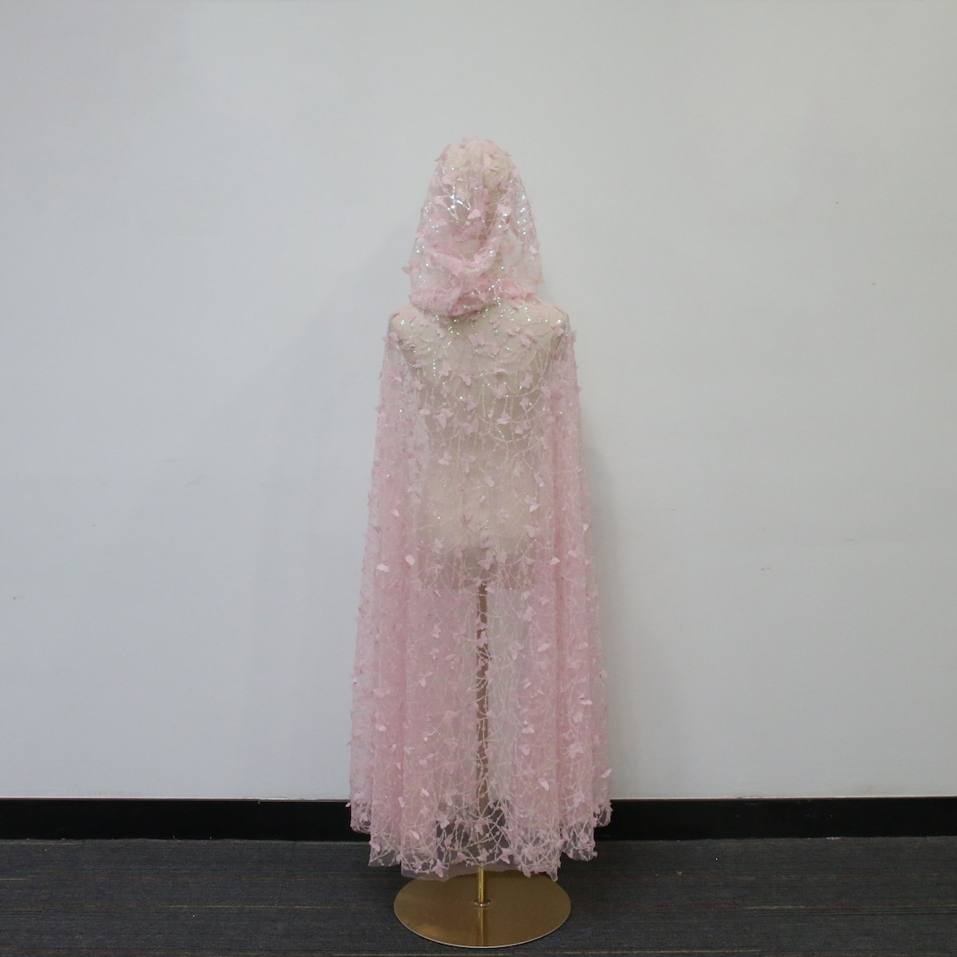 Fairy 3D Butterfly Hooded Cape, Sparkly Sequin Bridal Cloak, Pink ...
