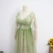Gradient Green Long Sleeve Prom Party Dress, 3D Flower Party Gown ...