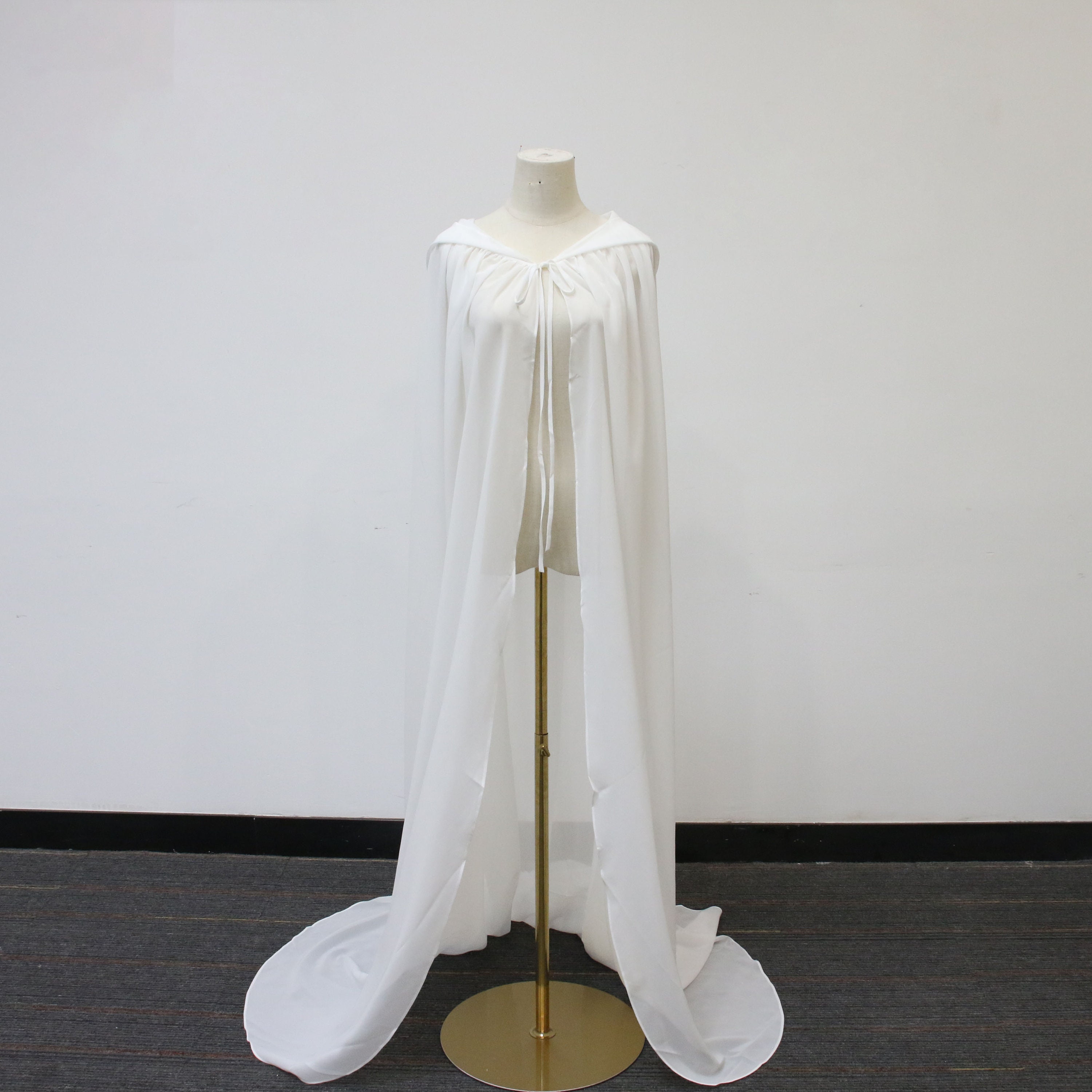 Minimalist Chiffon Hooded Cape, Ivory Cape Veil, Chapel Wedding Cape ...