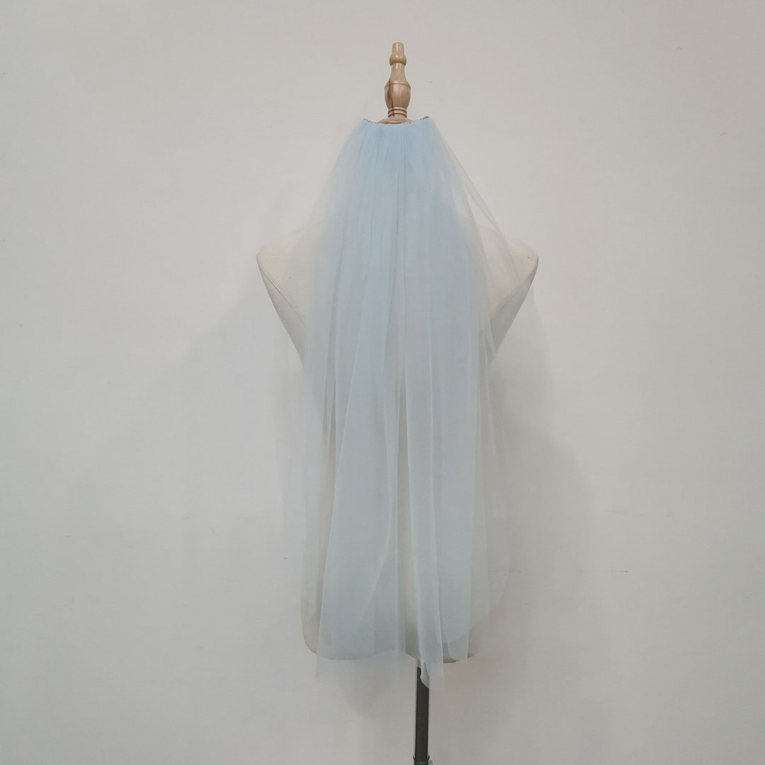Blue Tulle Wedding Veil, Minimalist Solid Color Veil, 121 Colors Bridal ...