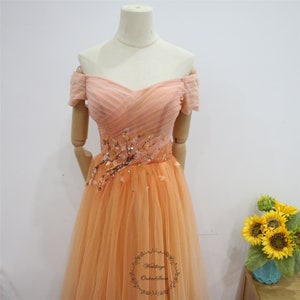 Gradient Orange Prom Dress, Fairy Flower Graduation Dress, Long Evening ...