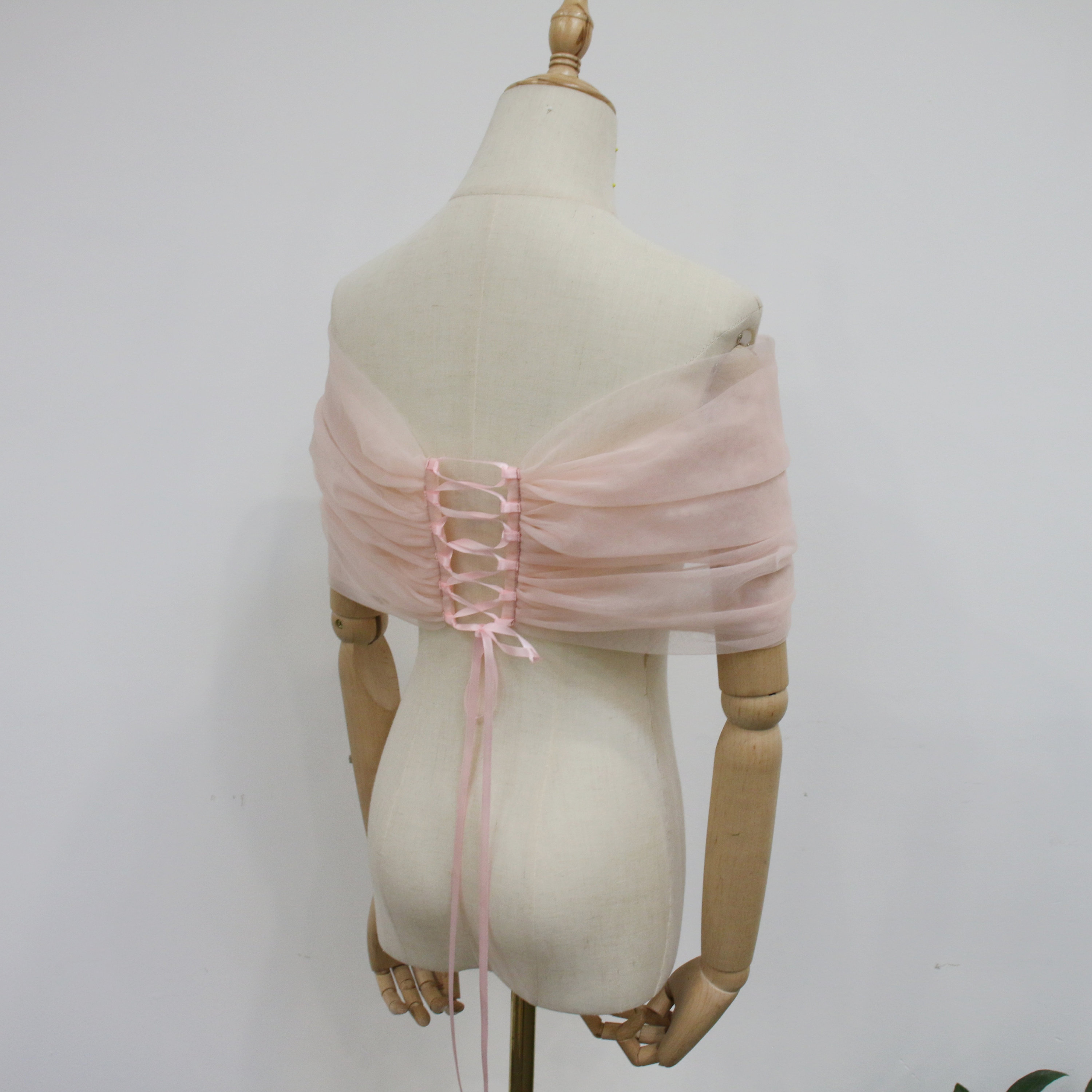 Pink Tulle off Shoulder Bridal Wrap, Minimalist Solid Color Sleeves ...