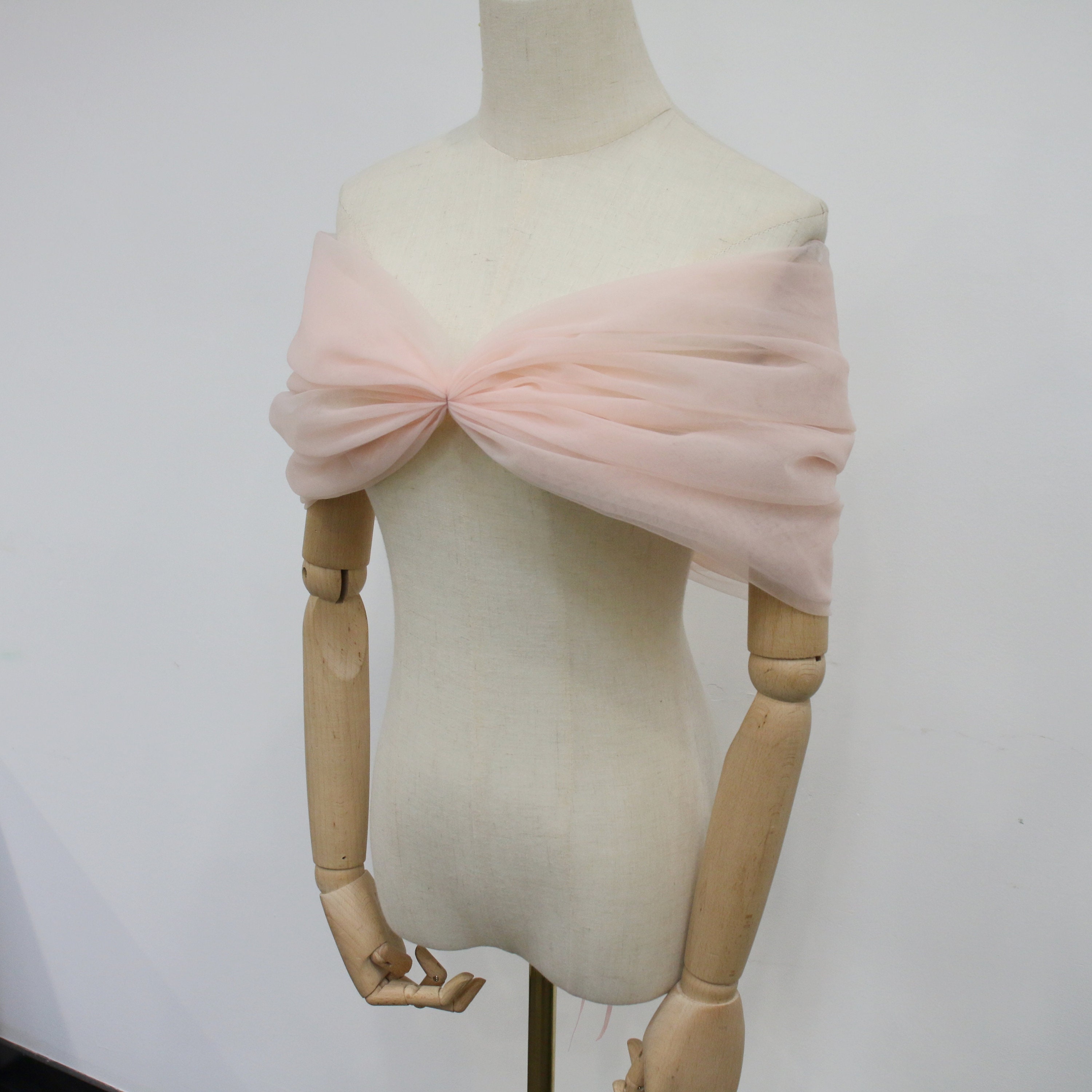 Pink Tulle off Shoulder Bridal Wrap, Minimalist Solid Color Sleeves ...