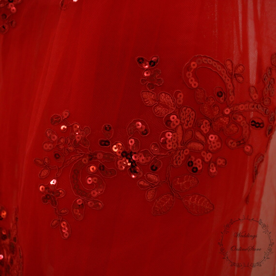 Cathedral Veil Red Wedding Veil Lace Edge Veil With Sequin - Etsy