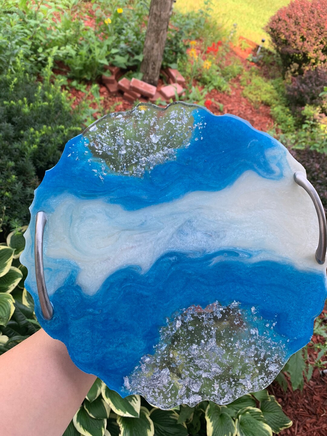 Resin Tray | Blue Resin Tray | Blue and Silver Resin Tray | Christmas ...