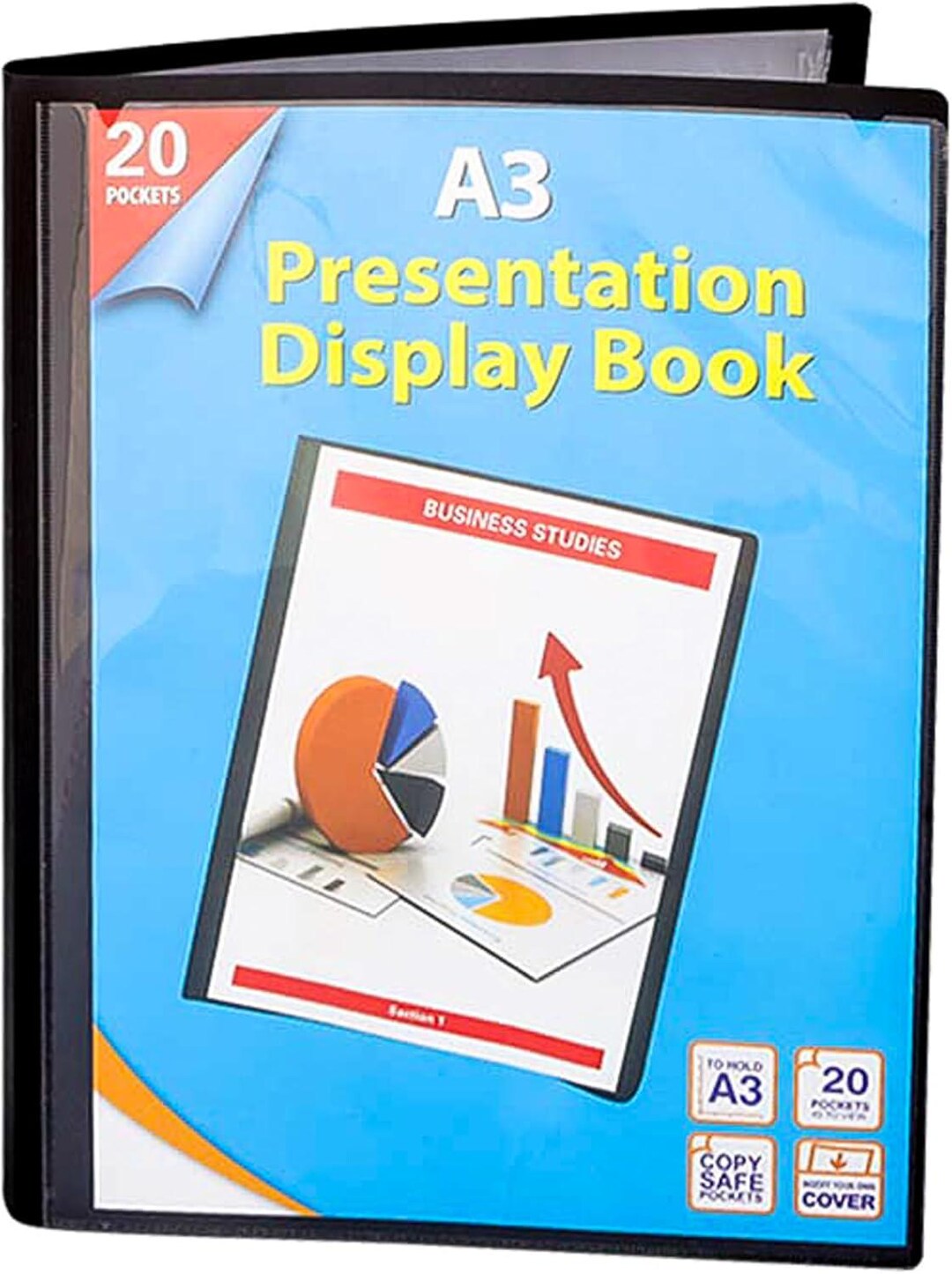 KAV A3 Presentation Display Book Portfolio Document Organiser 20 Pockets, 40 Views Acid Free ...