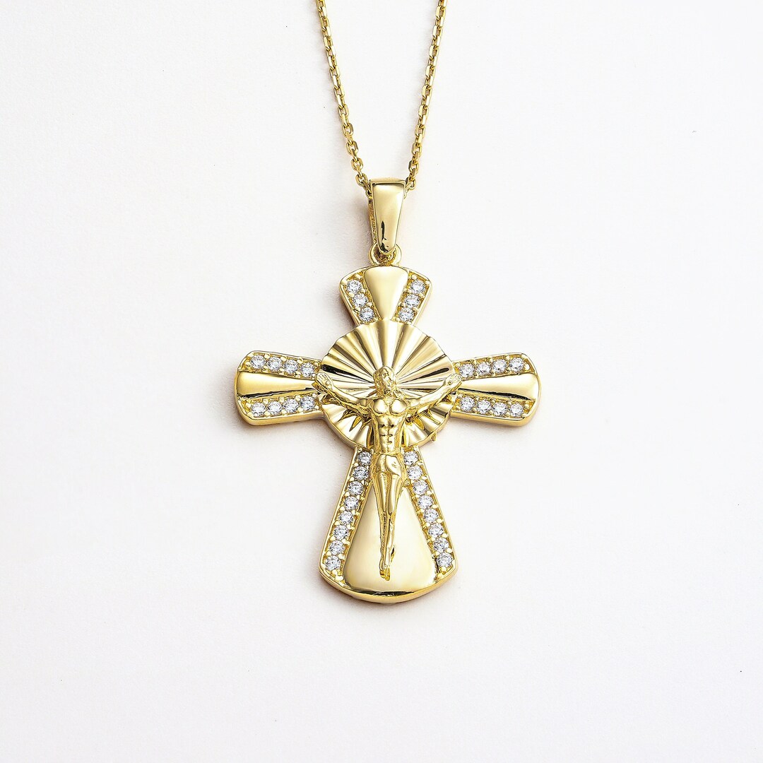 18K Jesus Crucifixion Statue 14K Redeeming Pendant 10K Exaltation Cross ...