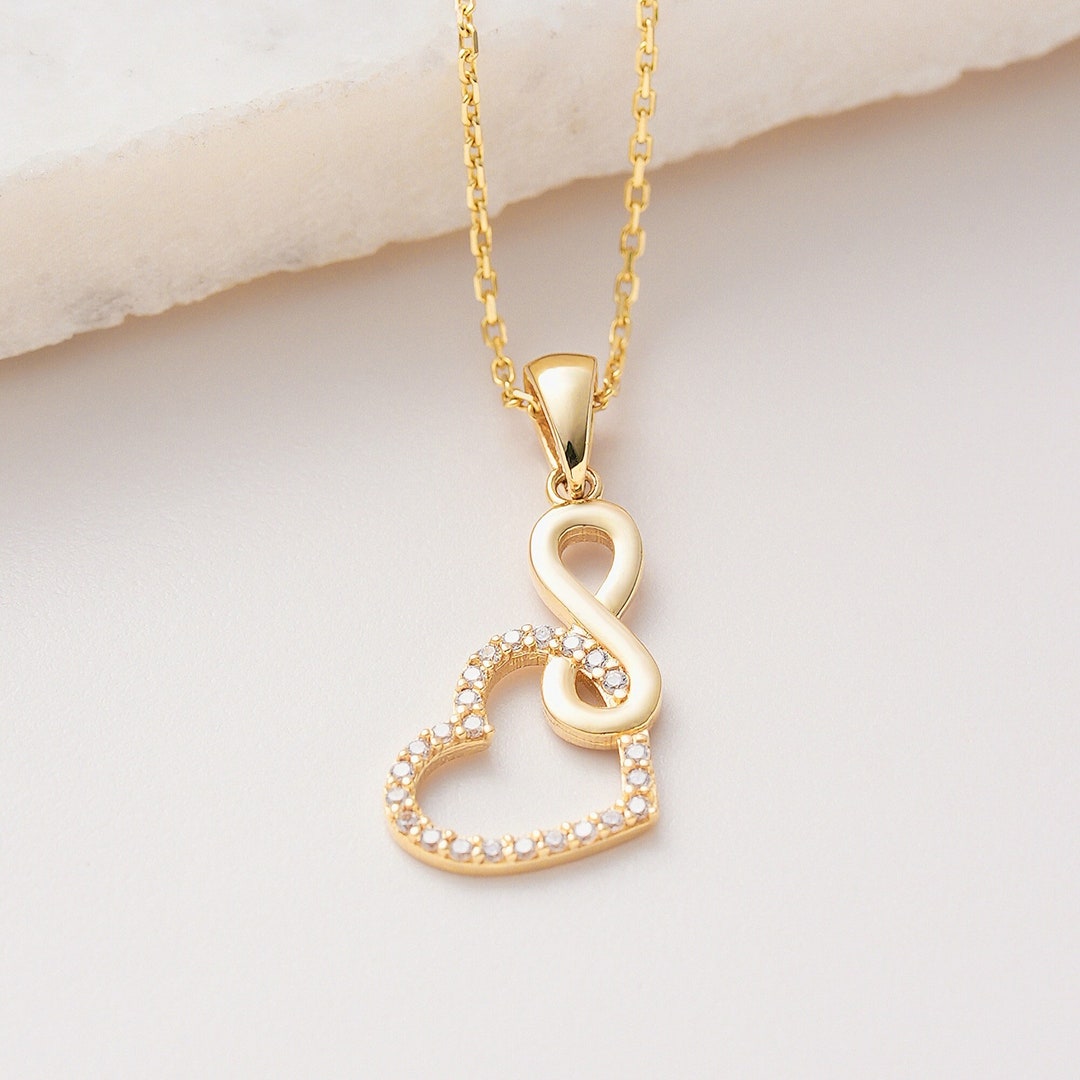 10K Forever Love Infinity Heart Pendant,14k Heart Pendant,18k Infinity ...