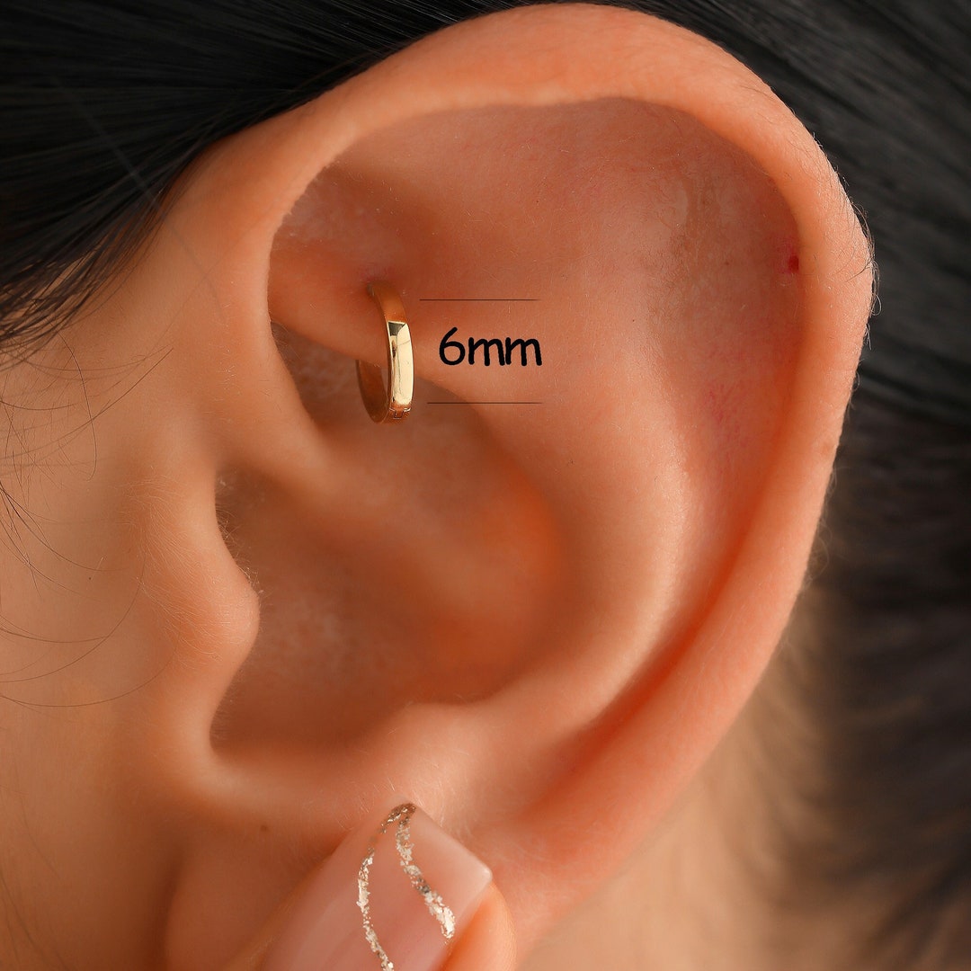 Smallest 6mm Daith Cartilage Helix Huggie Solid Gold, Ships Next Day ...