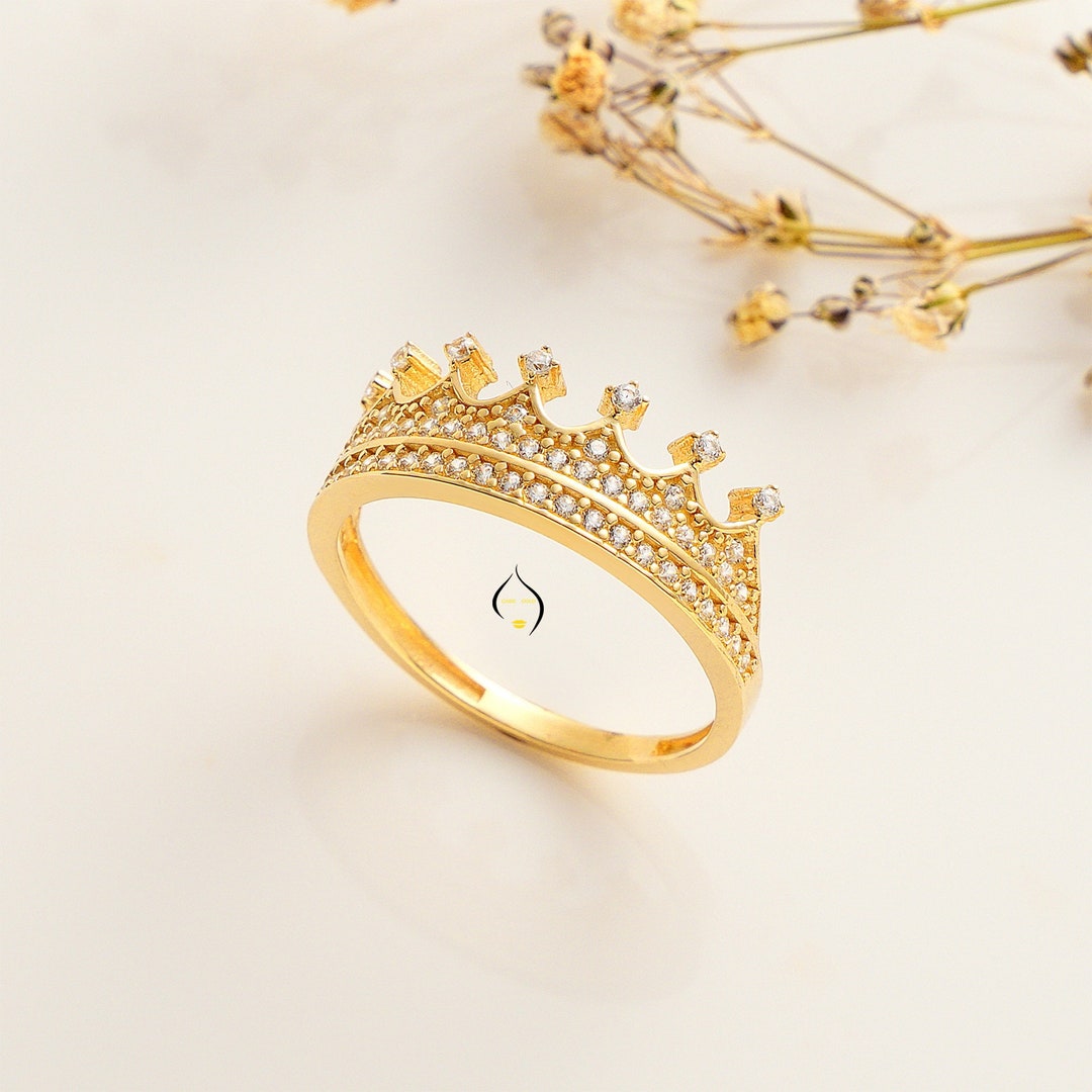 Royal 14K Crown Ring for the Quenn Princess 18K Crown Ring 10K Royal Rings Gold Unique Ring Gold ...