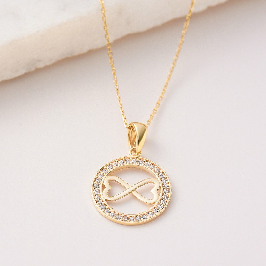 Real Gold Infinity Love Necklace,14k Infinity Necklace,18k Infinity ...