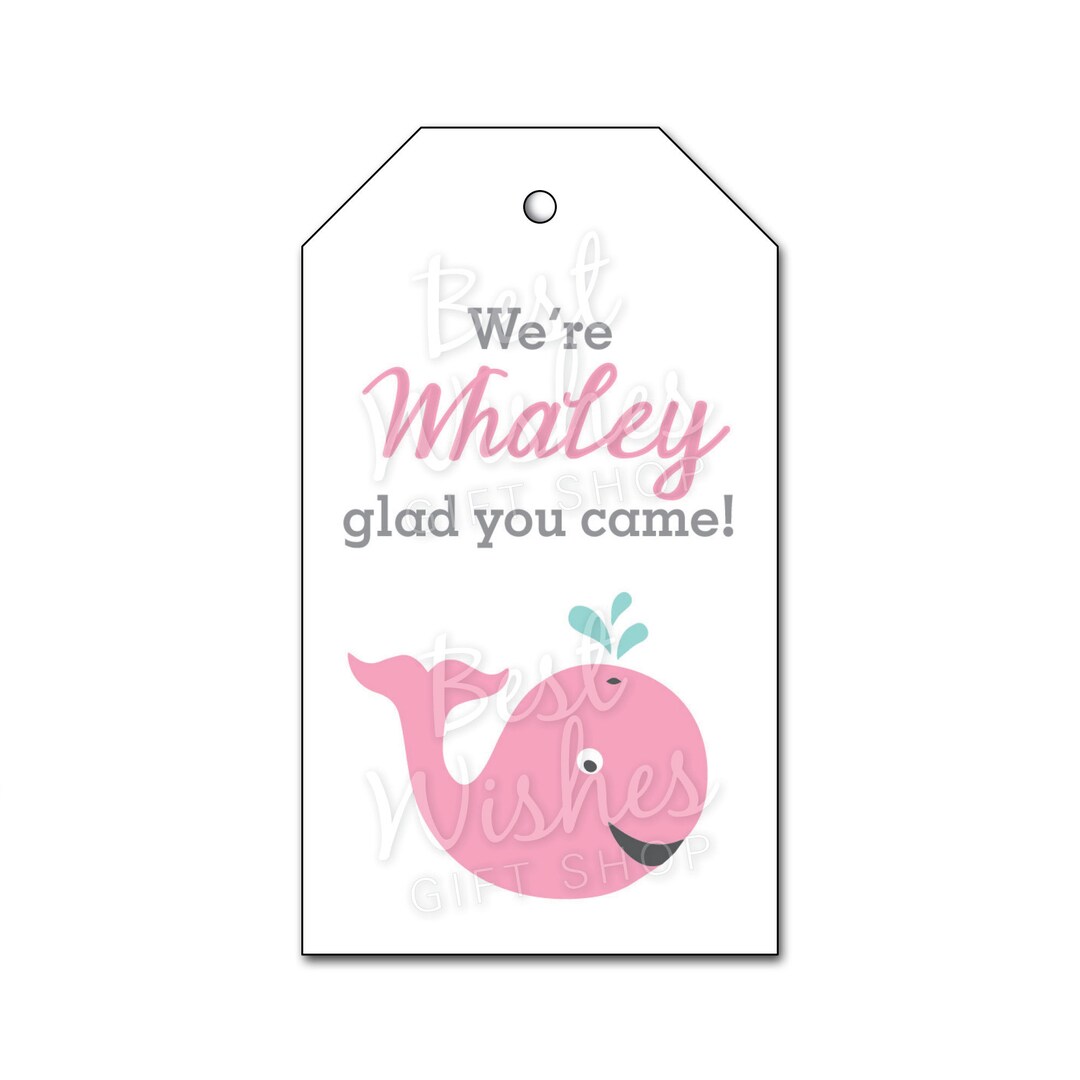 INSTANT DOWNLOAD- Pink Whale Birthday Tags, Girl Baby Shower Favors ...