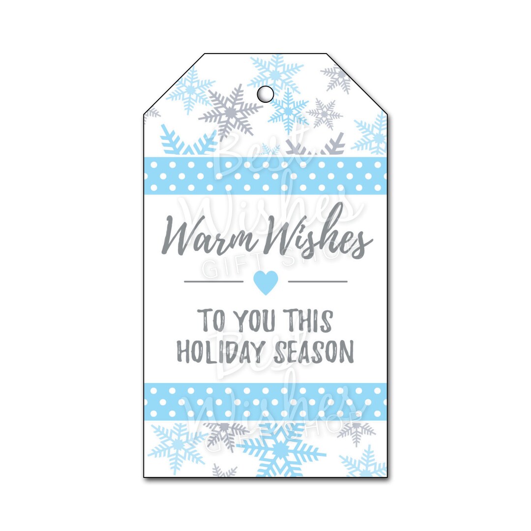 INSTANT DOWNLOAD - Warm Wishes Tags, Winter Holiday Gift Tags, DIY ...