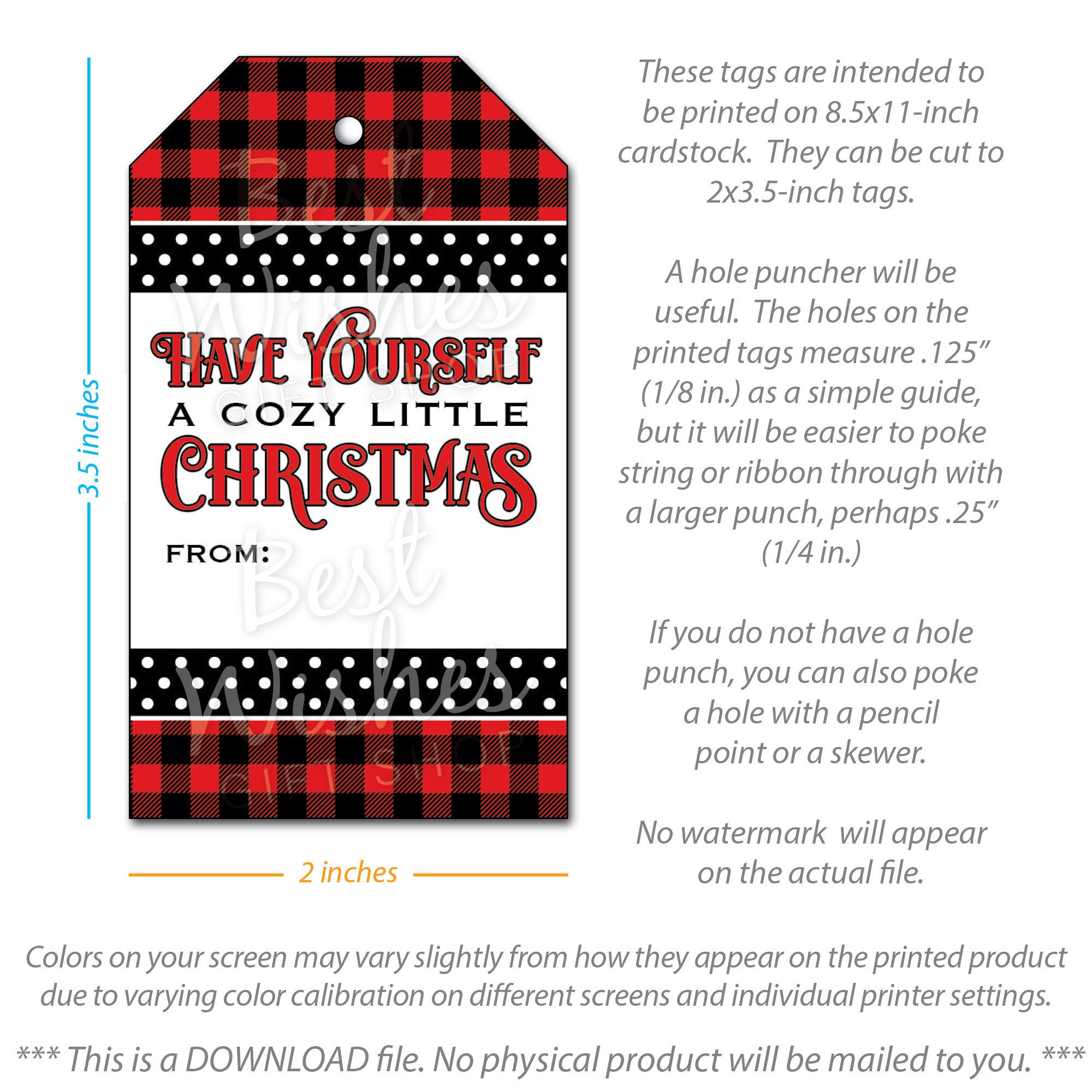 INSTANT DOWNLOAD - Cozy Little Christmas Tags - Red Buffalo Plaid ...