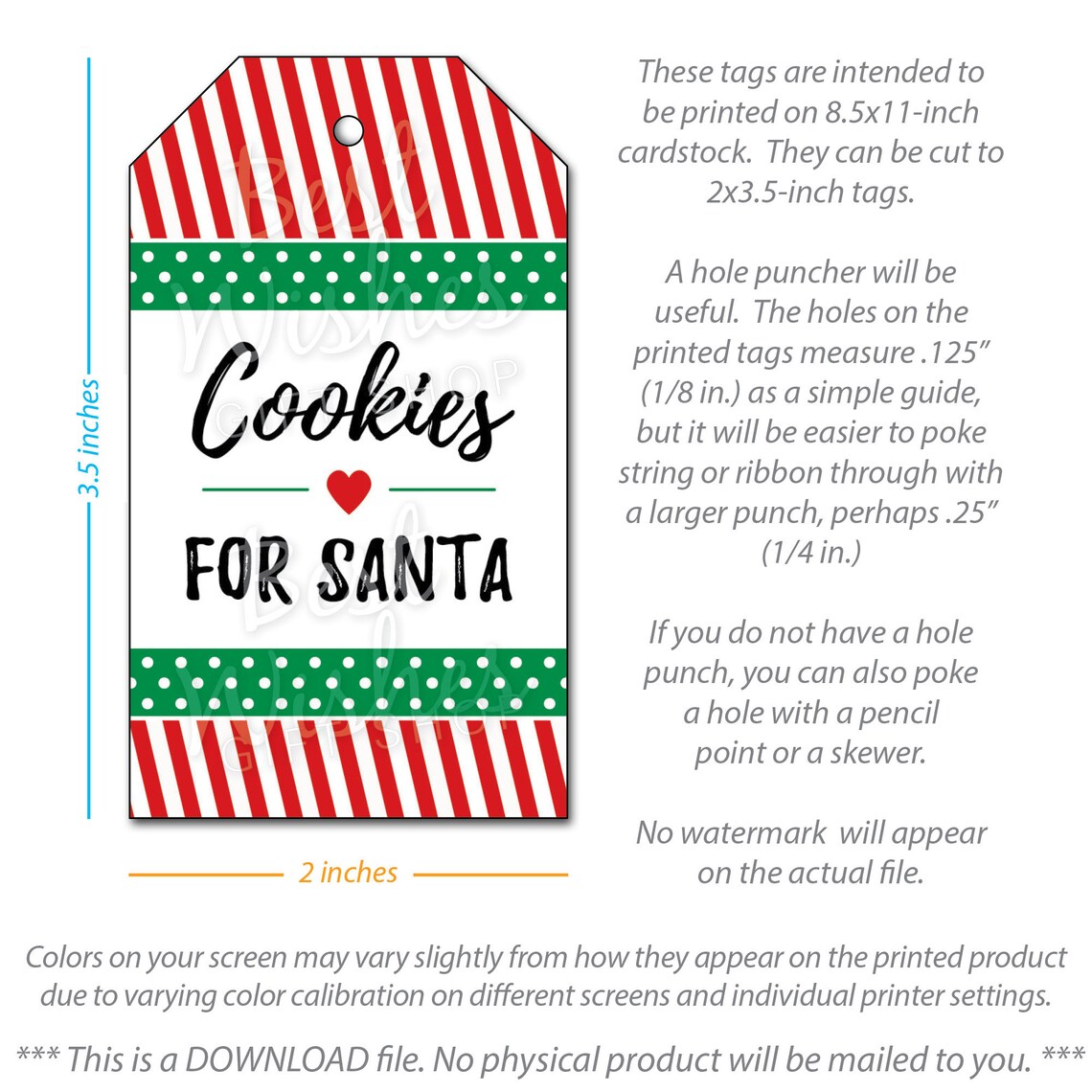 INSTANT DOWNLOAD - Cookies for Santa Gift Tags - Christmas Cookie Gifts ...