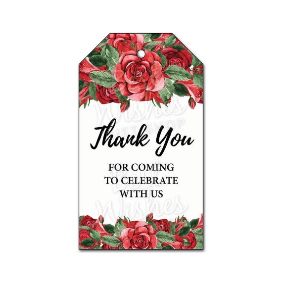 INSTANT DOWNLOAD Red Roses Favor Tags DIY Printable Wedding | Etsy