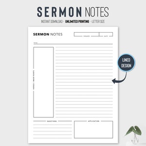 Sermon Notes Template PRINTABLE, PDF, Goodnotes Sermon Template, Church ...