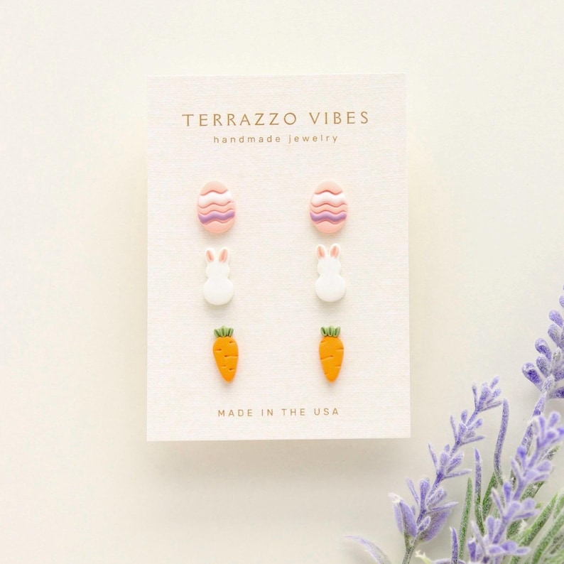 Build Your Own Easter Stud Pack: Polymer Clay Bunny, Egg, Carrot - Etsy