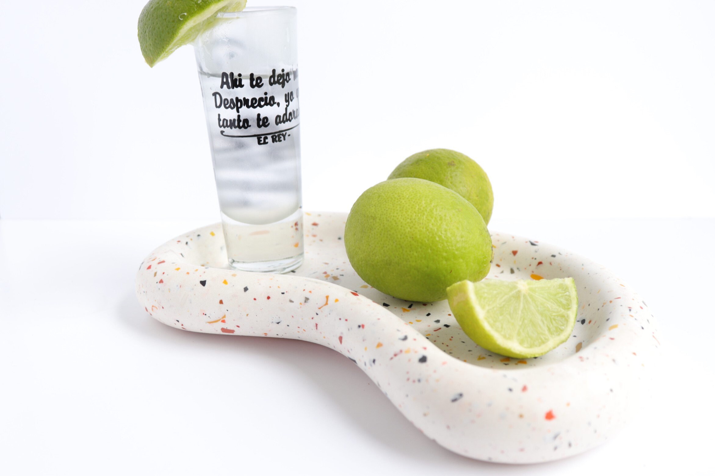 Gypsum Stone White Terrazzo Curved Round Tray Bar Decor Decorative ...