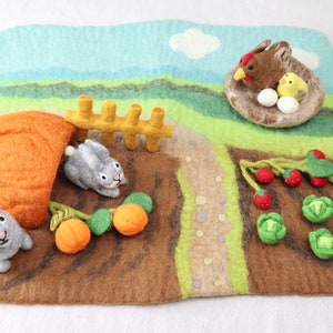 Felt Rustic Farm Animal Play Set Pretend Play, Felt Mat, Play Mat ...