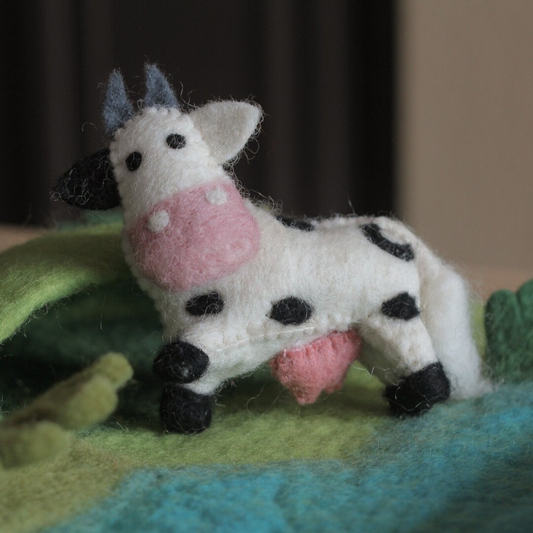 Felt Cow | Farm Animal, Felted Animal, Waldorf Toys, Learning Through ...