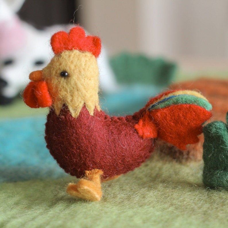 Felt Rooster Farm Animal, Felt Animal, Waldorf Toys, Felt Chicken ...