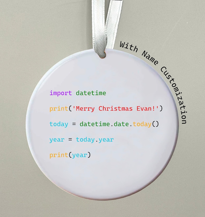 Customizable Ceramic Python Code Christmas Ornament - Etsy