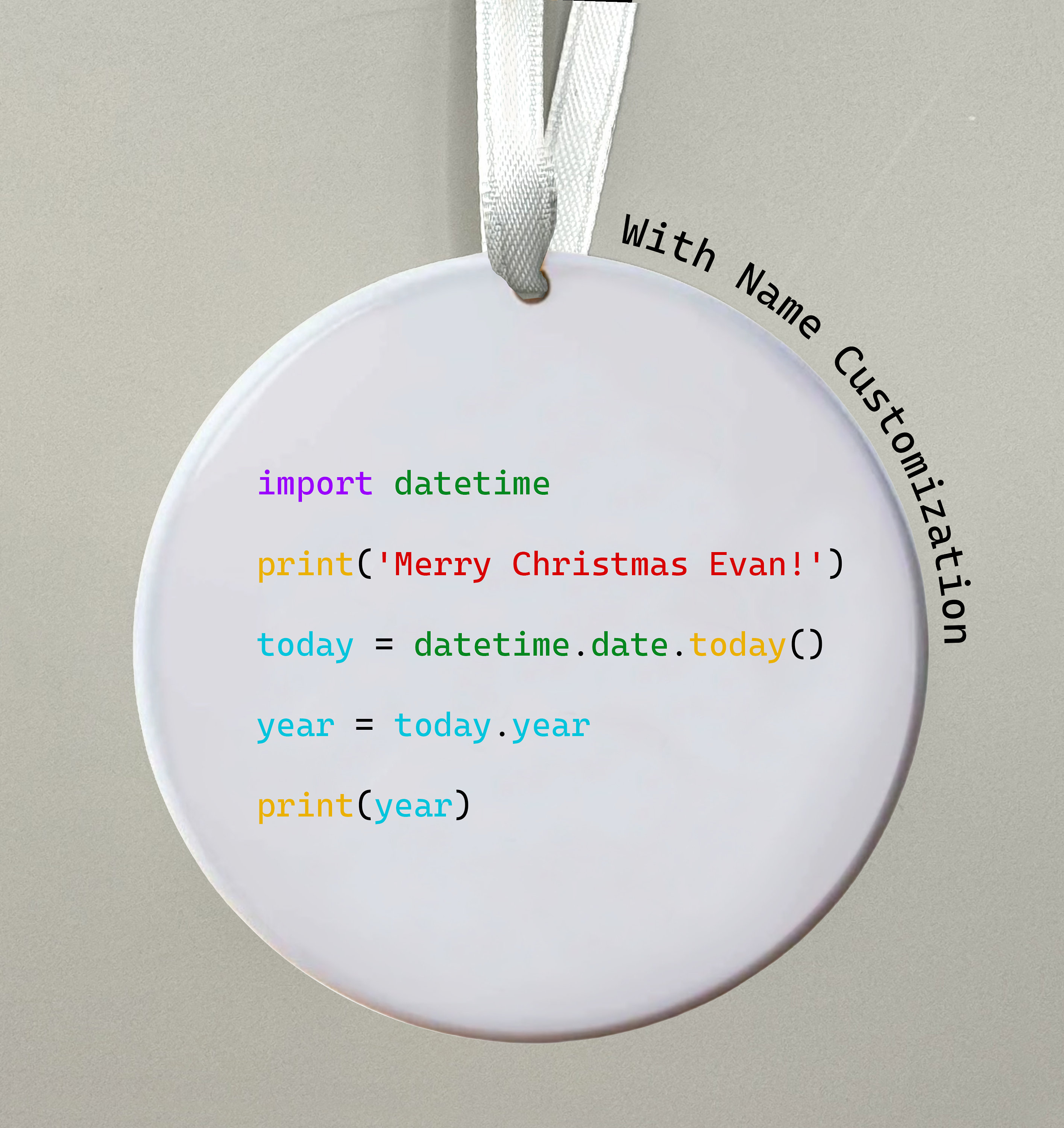 Customizable Ceramic Python Code Christmas Ornament - Etsy