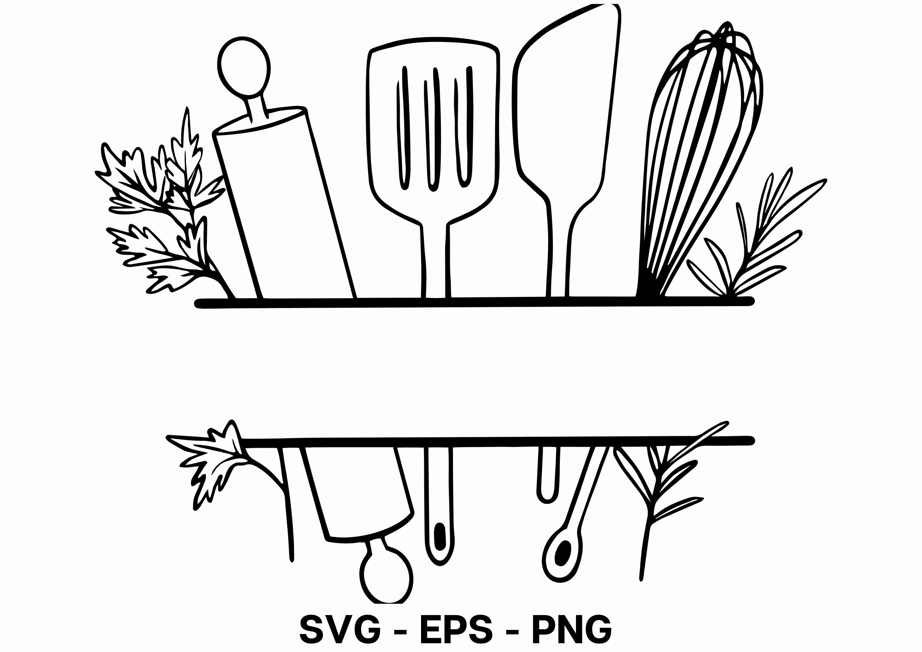 Split Monogram Svg Kitchen Pot Svg Roaster Pan Svg Kitchen Cut File ...